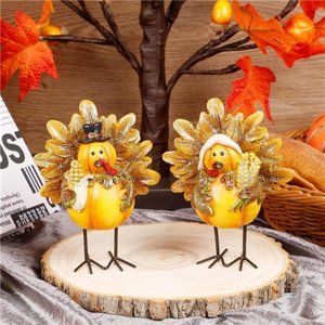 Holiday | Thanksgiving Turkey Figurine Set Of 2 Resin Standing Turkey ...